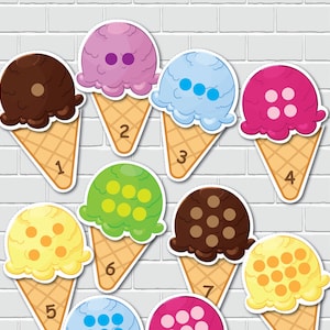 Ice Cream Numbers Matching Activity. Toddlers Sort and Match Game. Math ...