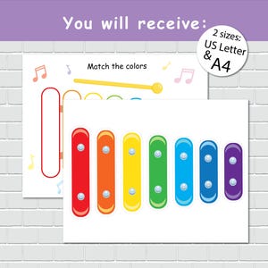 Xylophone Color Matching Activity for Kids, Toddler Printable ...