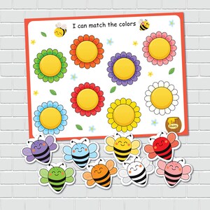 Bee Color Matching Activity, Toddler Printable, Montessori Materials ...