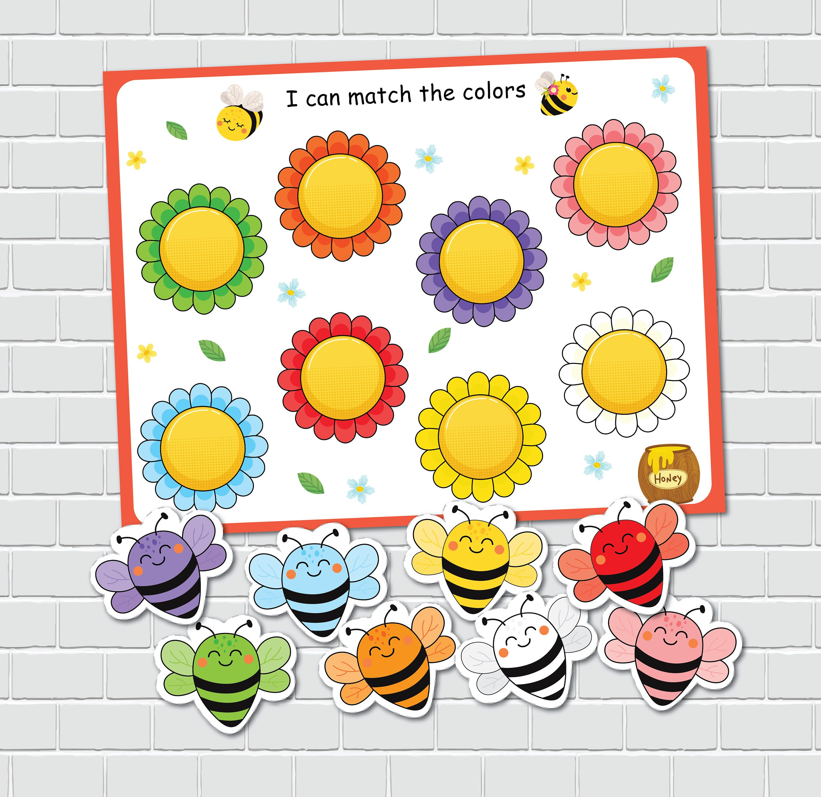 Bee Color Matching Activity, Toddler Printable, Montessori Materials ...