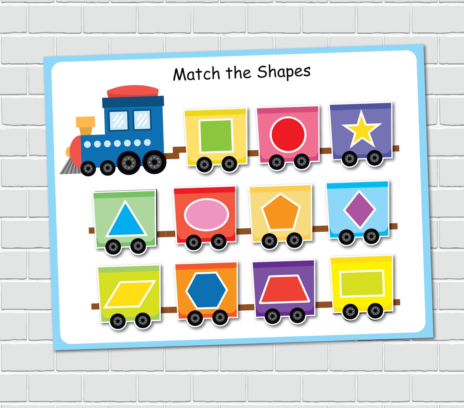 Train Shape Matching Activity, 2D Shapes, Shapes Busy Book Page, File ...