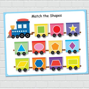 Train Shape Matching Activity, 2D Shapes, Shapes Busy Book Page, File ...