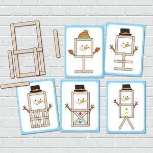 Snowman Popsicle Sticks Activity for Kids, Winter Activities, Fine ...
