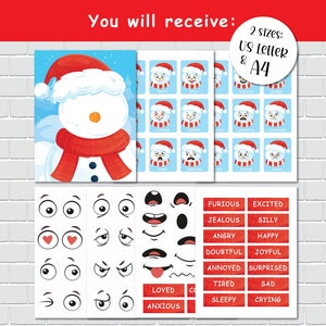 Snowman Emotions and Feelings Activity for Kids, Christmas Busy Book ...