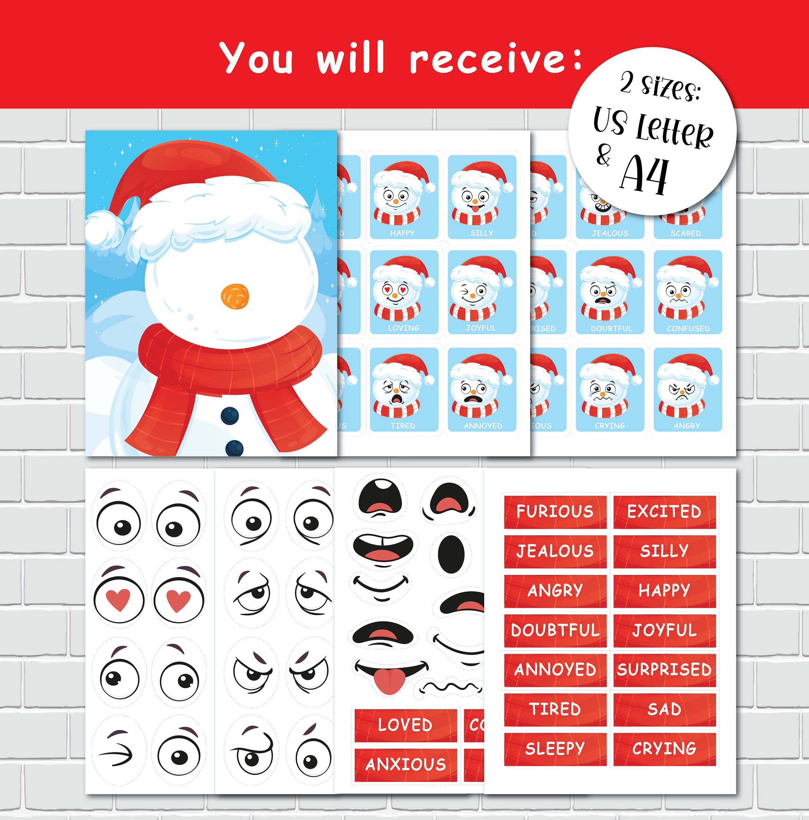 Activité démotions et de sentiments de bonhomme de neige pour les ...