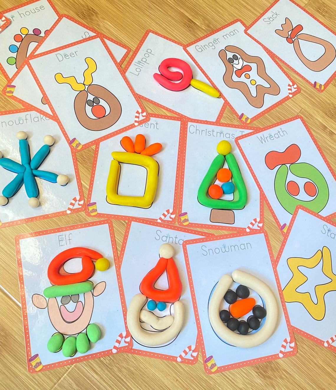 Christmas Play Dough Mats Printable Play Doh Visual Cards - Etsy