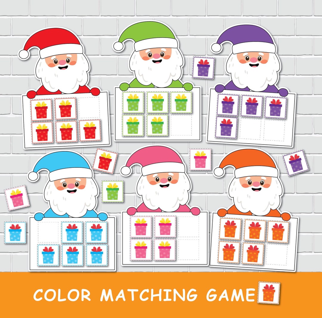 Santa Color Matching Activity for Kids, Christmas Theme Activities ...