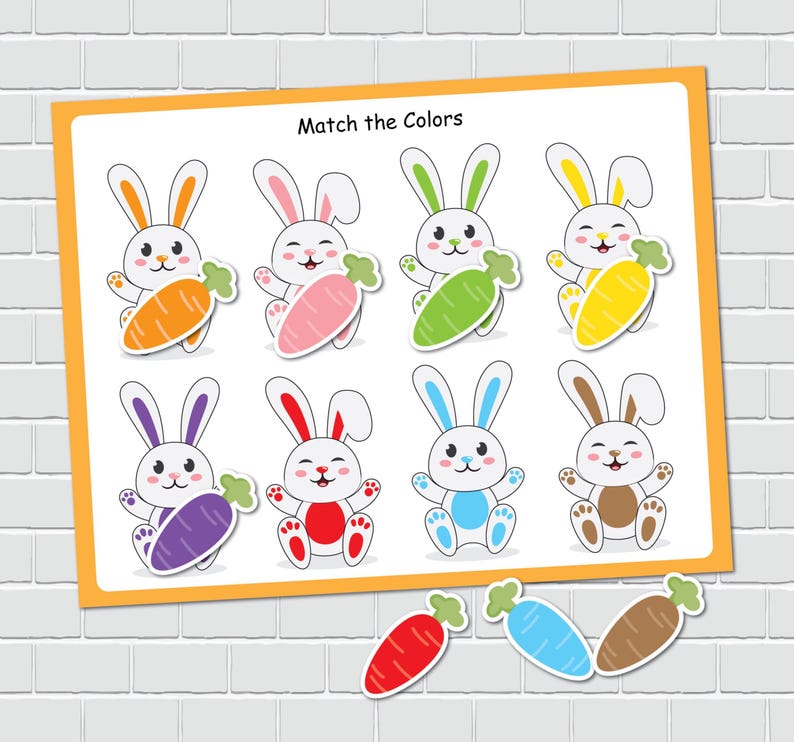 Bunny Color Matching Activity for Kids, Toddler Color Printables - Etsy