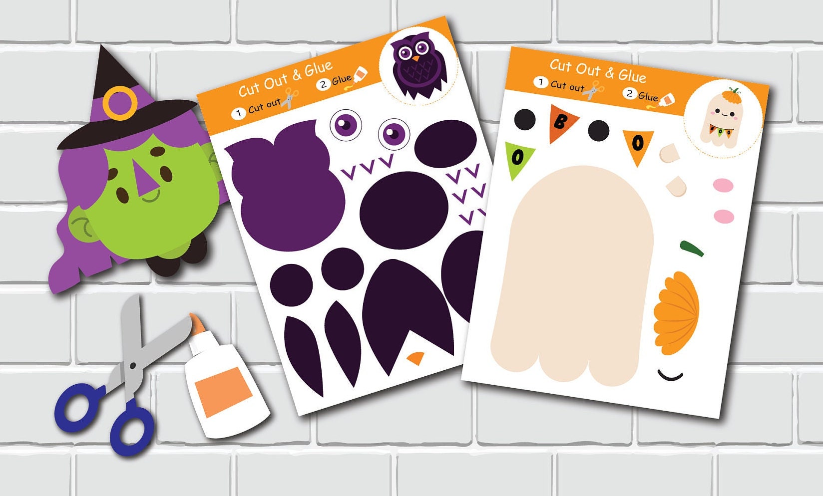 Halloween Cut Out and Glue Activity for Kids. Preschool Cutting ...