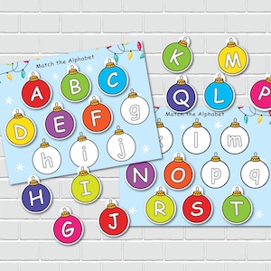 Christmas Theme Alphabet Matching Game for Kids, Printable ABC ...