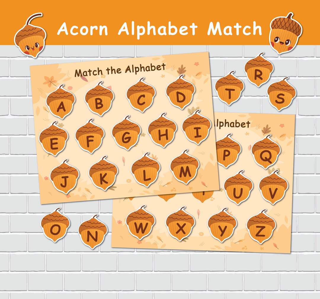 Acorn Alphabet Matching Activity for Kids, Autumn Quiet Book ...