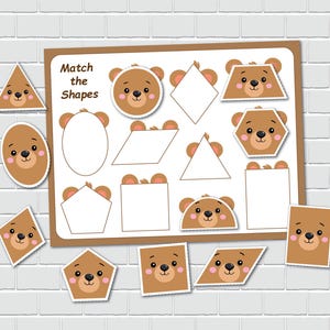 Bear Shape Matching Activity, 2D Shapes, File Folder Games, Special ...