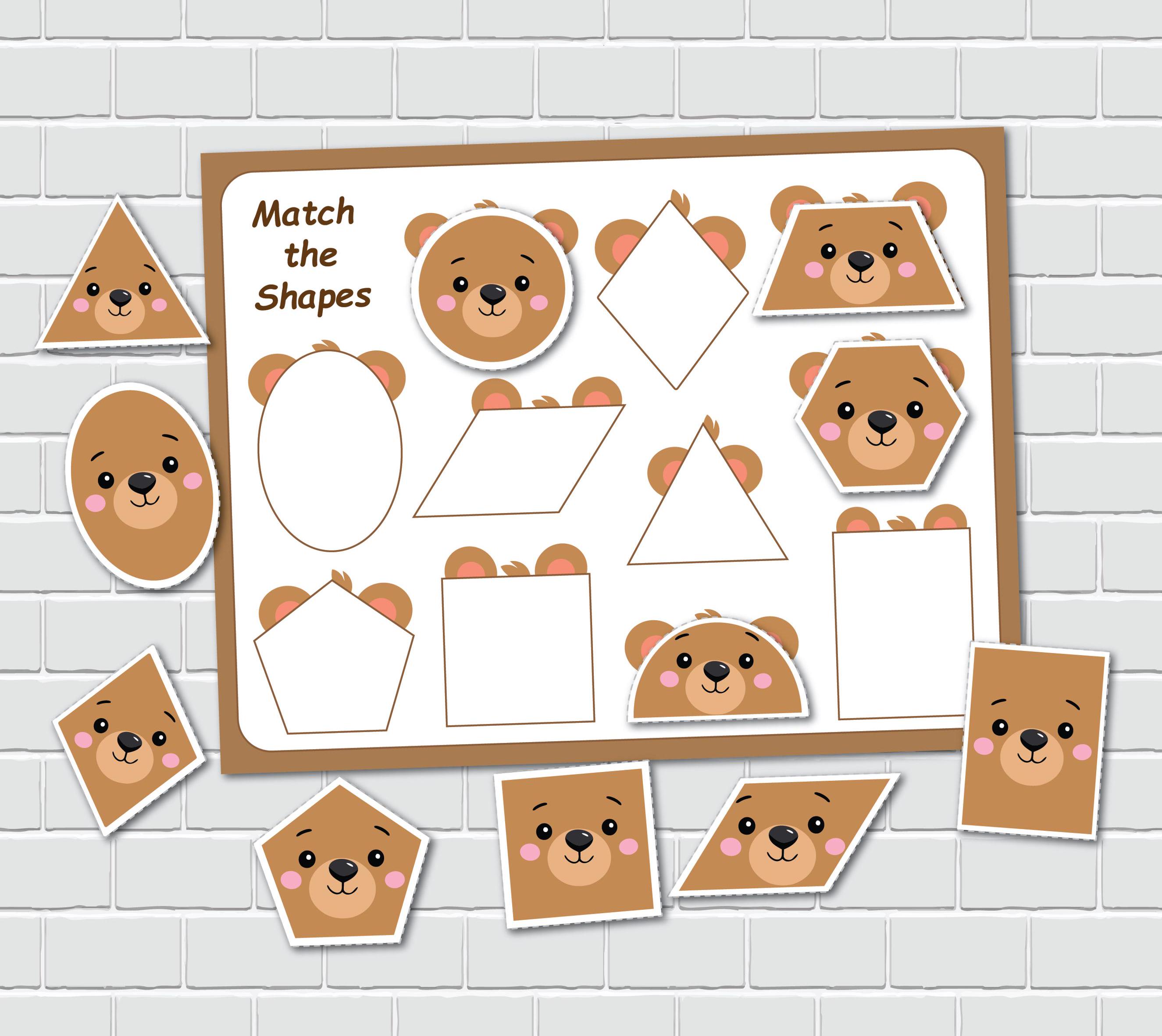 Bear Shape Matching Activity, 2D Shapes, File Folder Games, Special ...