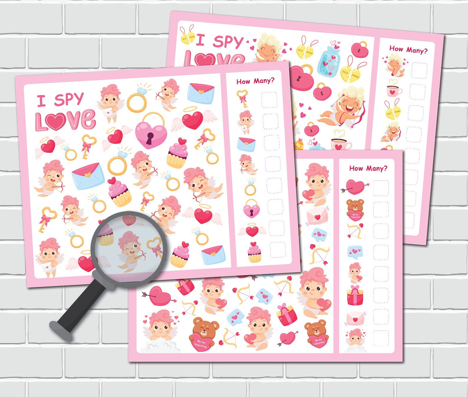 I Spy Valentine's Day, Look and Find Counting Game, Toddler Printables ...