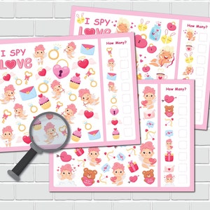 I Spy Valentine's Day, Look and Find Counting Game, Toddler Printables ...