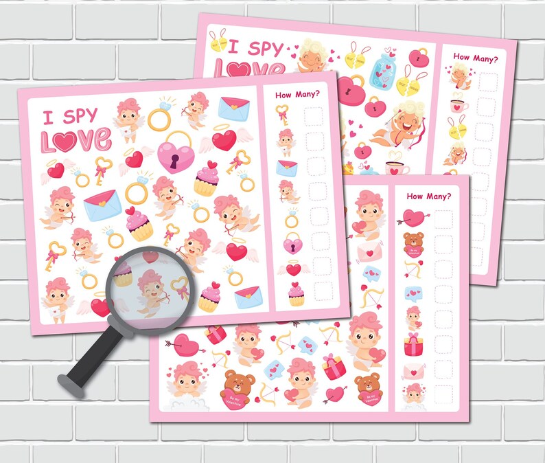 I Spy Valentine's Day, Look and Find Counting Game, Toddler Printables ...
