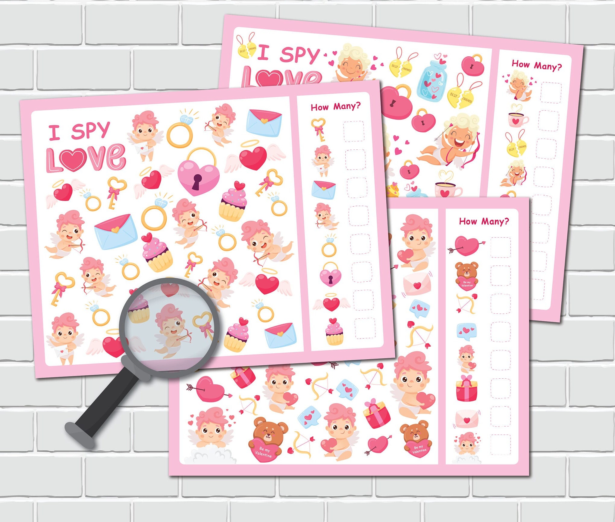 I Spy Valentine's Day, Look and Find Counting Game, Toddler Printables ...