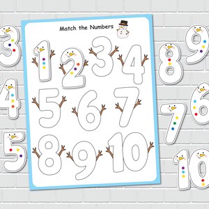 Snowman Numbers Matching Activity, Winter Busy Book Page, Toddler ...