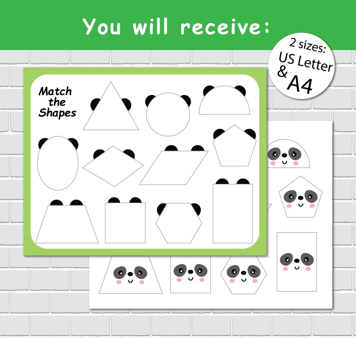 Panda Shape Matching Activity, 2D Shapes, Busy Book Page, File Folder ...