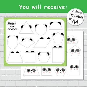 Panda Shape Matching Activity, 2D Shapes, Busy Book Page, File Folder ...