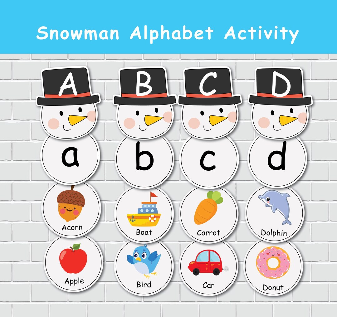 Snowman Alphabet Printable Activity for Kids, ABC Matching Activity ...