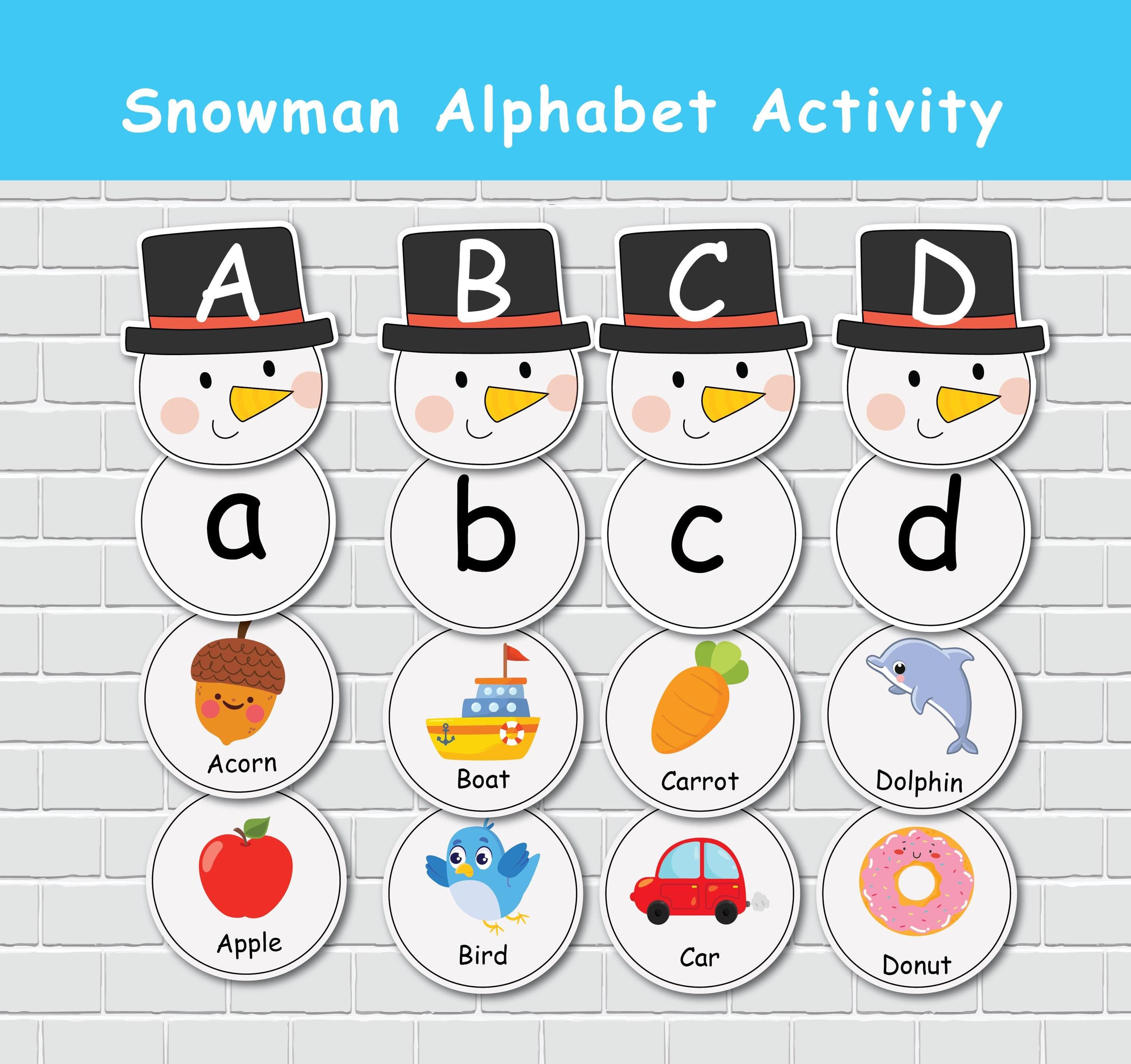 Snowman Alphabet Matching Game, Winter Activity (digital Download ...