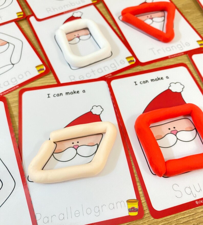Santa Shapes Play Dough Mats, Christmas Activity, Fine Motor Skills ...