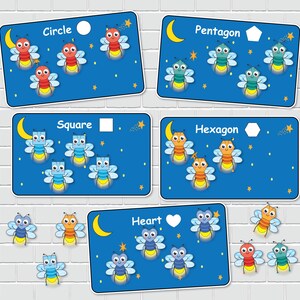 Fireflies Shapes Sorting Mats, 2D Shapes Center, Summer Busy Book Page ...