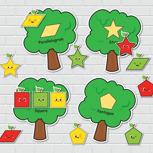 Apple Shapes Matching Actvity. Toddlers Sort and Match Game. Homeschool ...