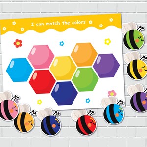 Bee Color Matching Activity, Toddler Printable, Montessori Materials ...
