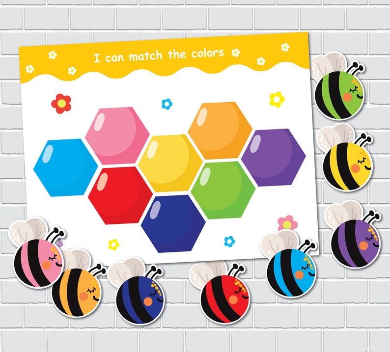 Bee Color Matching Activity, Toddler Printable, Montessori Materials ...