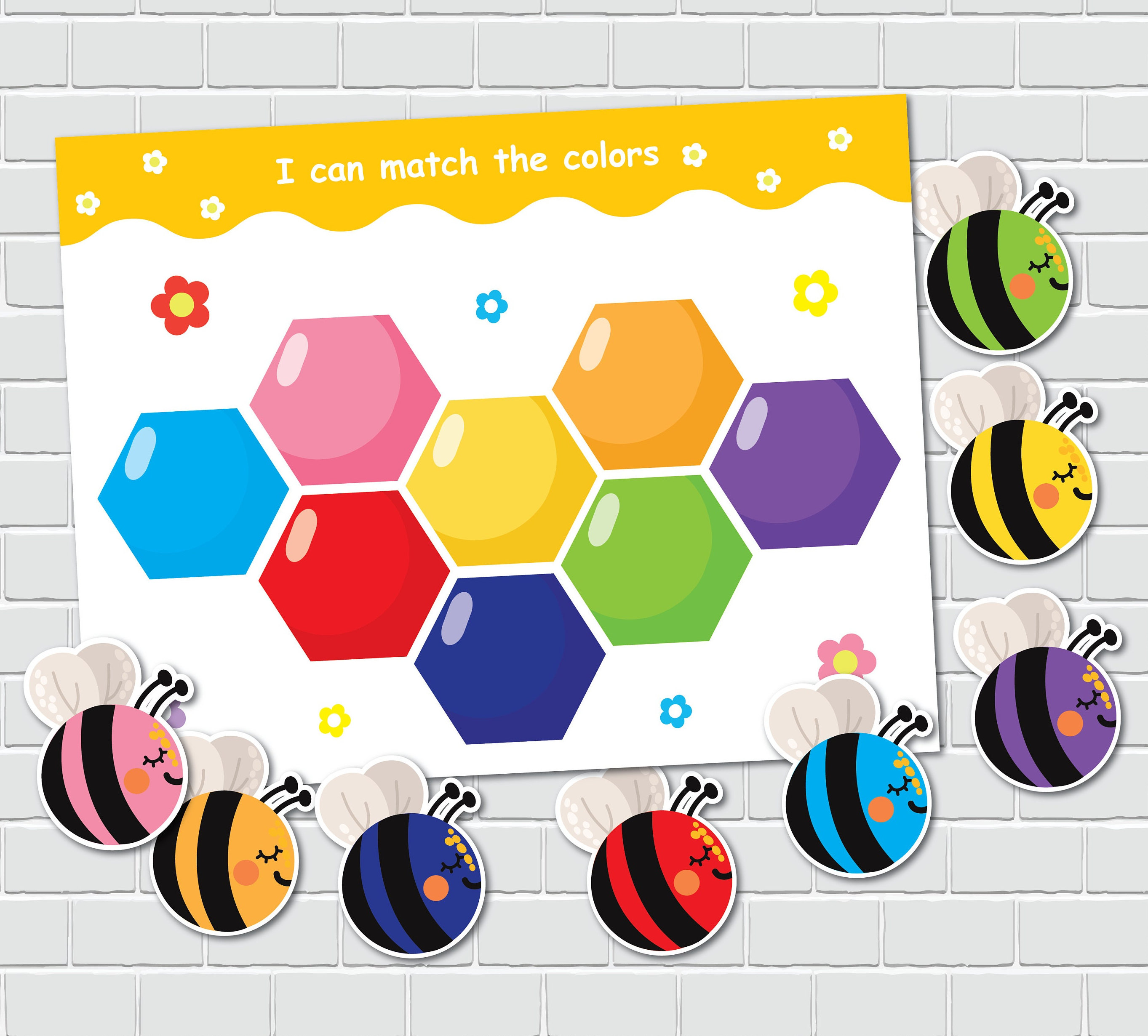 Bee Color Matching Activity, Toddler Printable, Montessori Materials ...