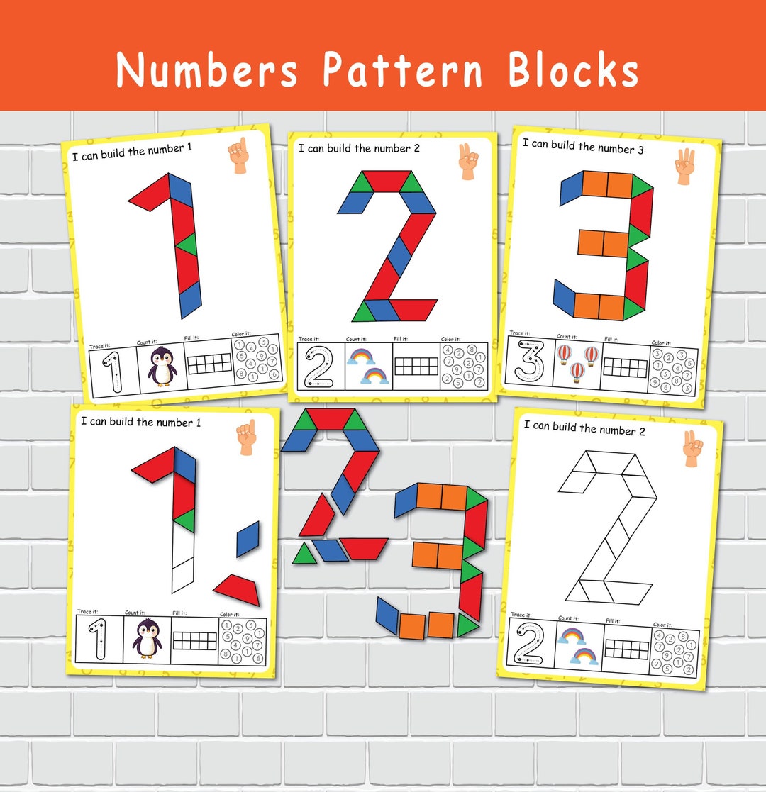 Numbers Pattern Blocks Activity, STEM Challenge Cards for Preschool and ...