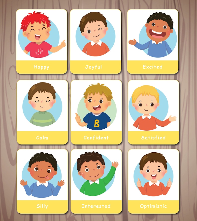 Emotion Flashcards Kids Feelings Flash Cards Montessori - Etsy