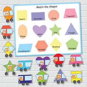 Cars Shape Matching Activity, 2D Shapes, Shapes Busy Book Page, File ...