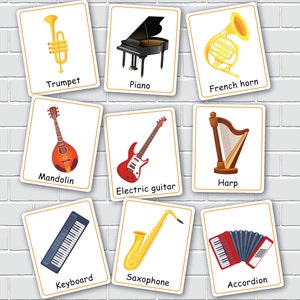 Musical Instruments Flash Cards, Toddler Printable Activity, Montessori ...