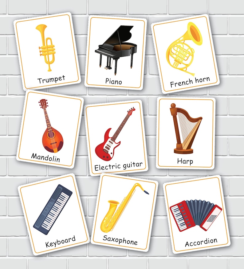 Musical Instruments Flash Cards Toddler Printable Activity - Etsy