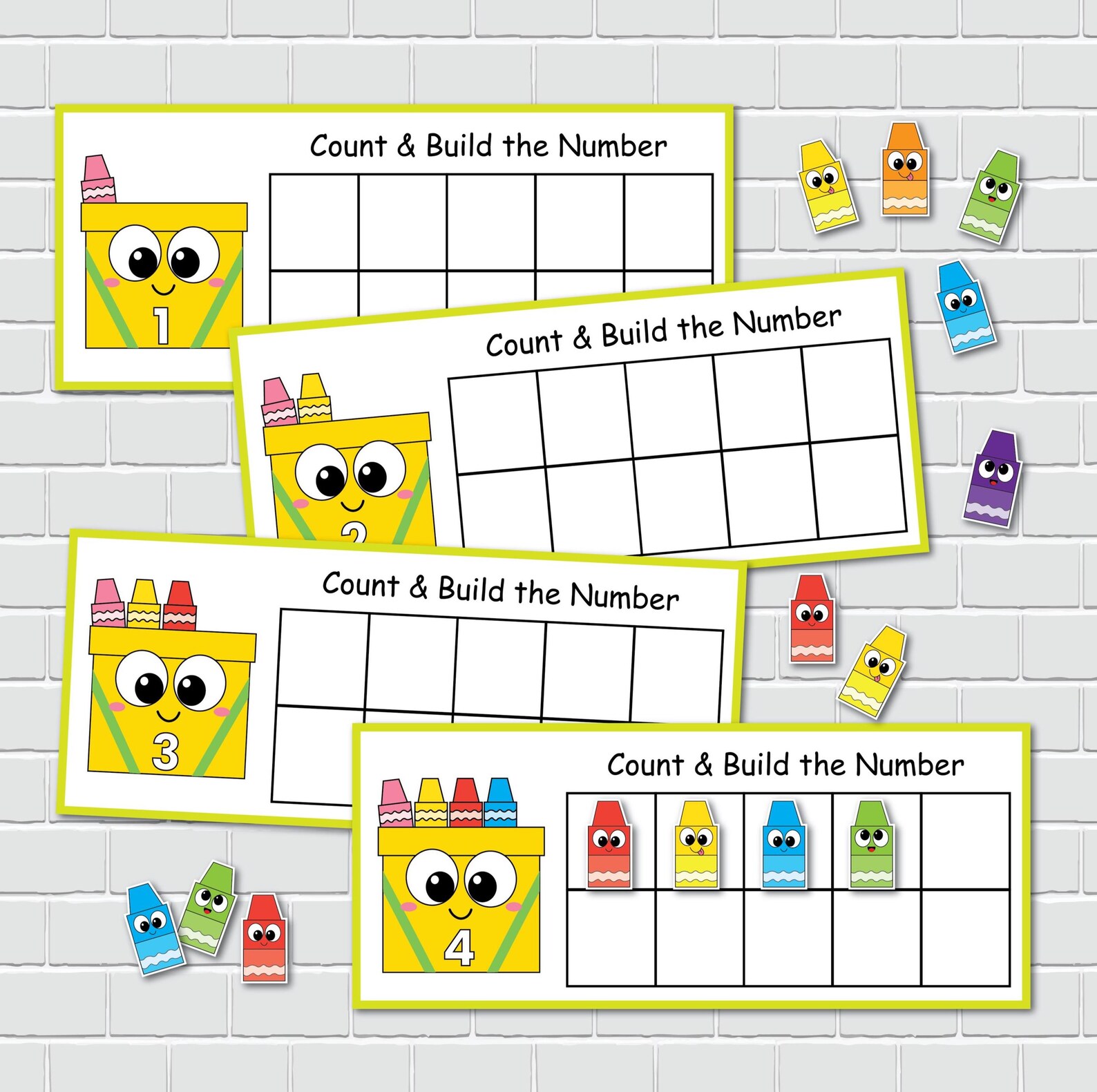 Crayon Ten Frame Activity, Preschool Math, Number Recognition ...