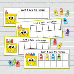 Crayon Ten Frame Activity, Preschool Math, Number Recognition ...