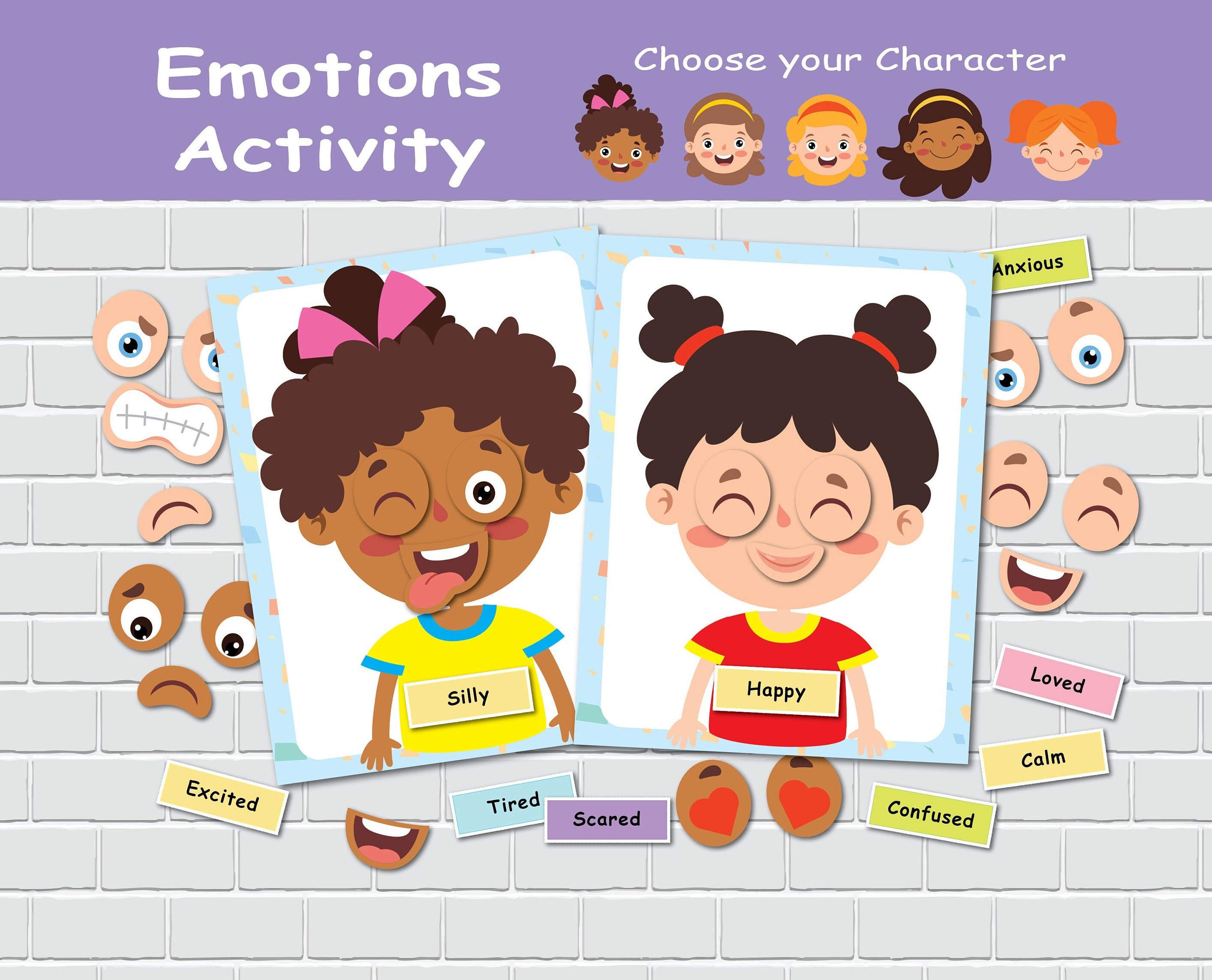 Actividad de emociones para niñas juego de combinación de - Etsy México