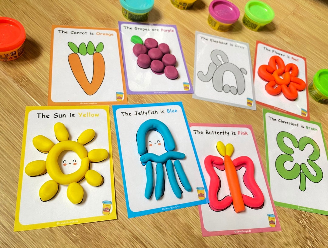 Colors Play Doh Mats, Kids Printable Play Dough, Montessori Play Doh ...