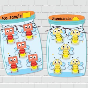 Fireflies in a Jar Shapes Matching Activity, 2D Shapes Center, Summer ...