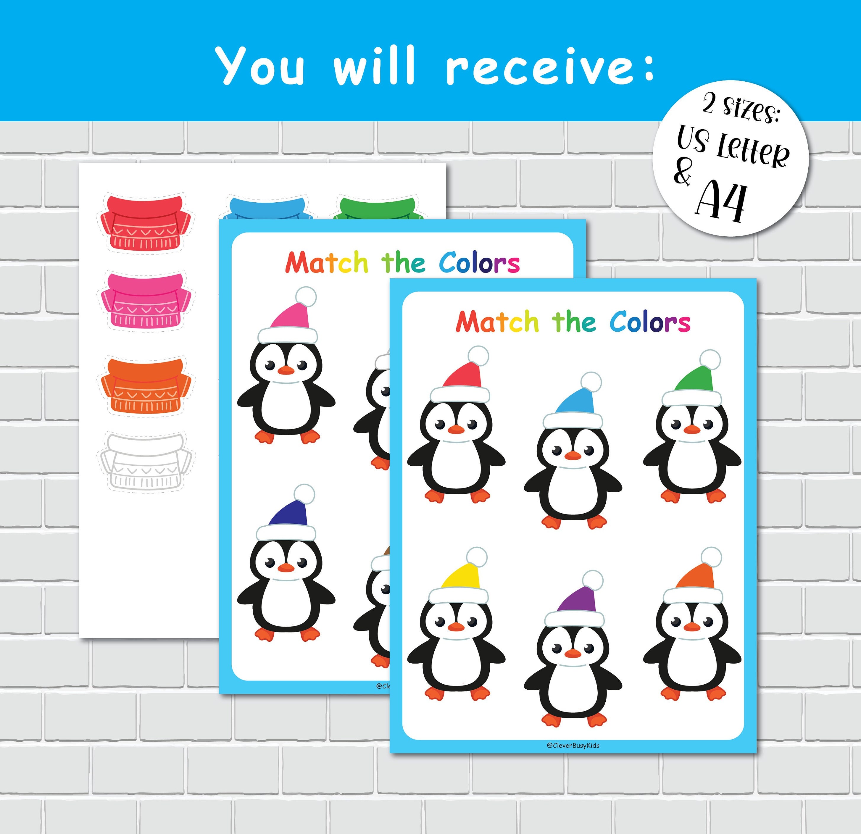 Penguin Color Matching Activity, Toddler Printable, Montessori ...