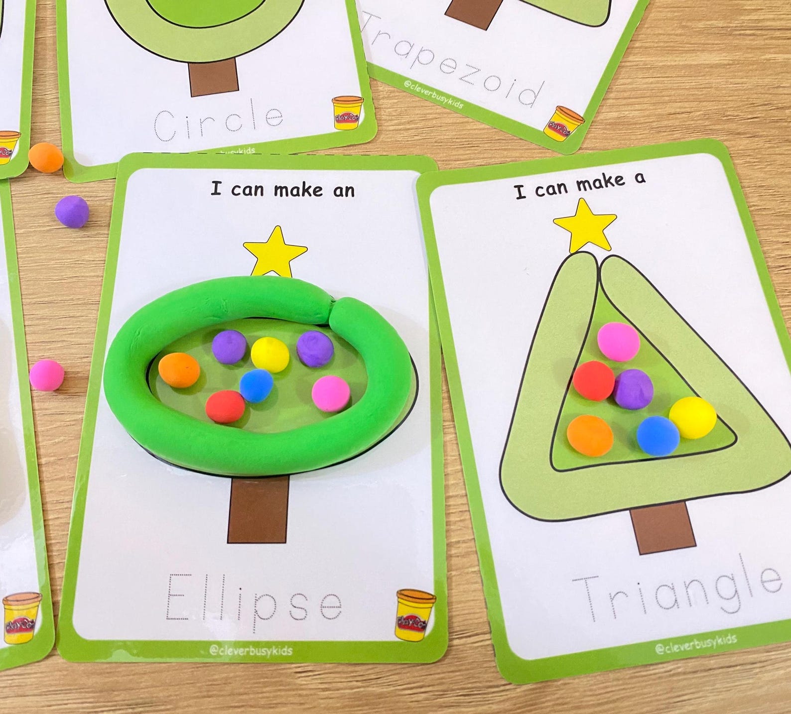 Christmas Tree Shapes Play Dough Mats, Printable Play Doh, Toddler ...