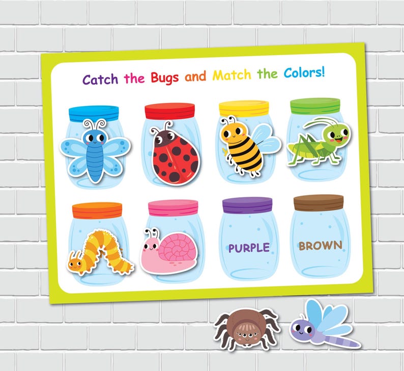 Bugs in a Jar Color Matching Activity, Color Sorting Printable (digital ...