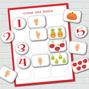 Toddler Busy Book Page Count and Match Preschool Worksheets Math ...