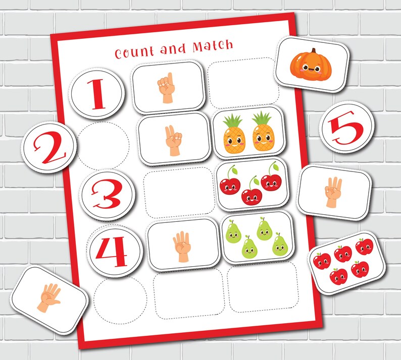 Toddler Busy Book Page Count and Match Preschool Worksheets - Etsy