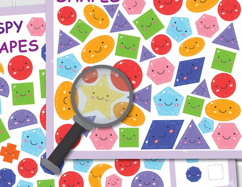 I Spy Shapes Worksheets, Kids Look and Find Counting Game, Preschool ...