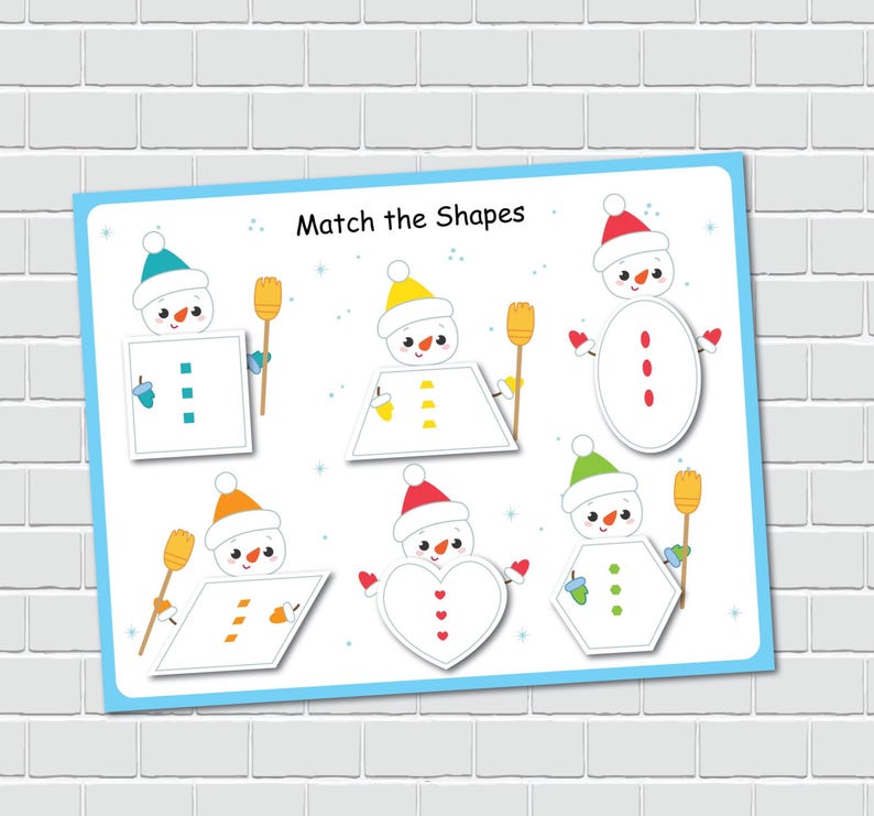 Snowman Shape Matching Activity: Winter Busy Book (digital Download) - Etsy