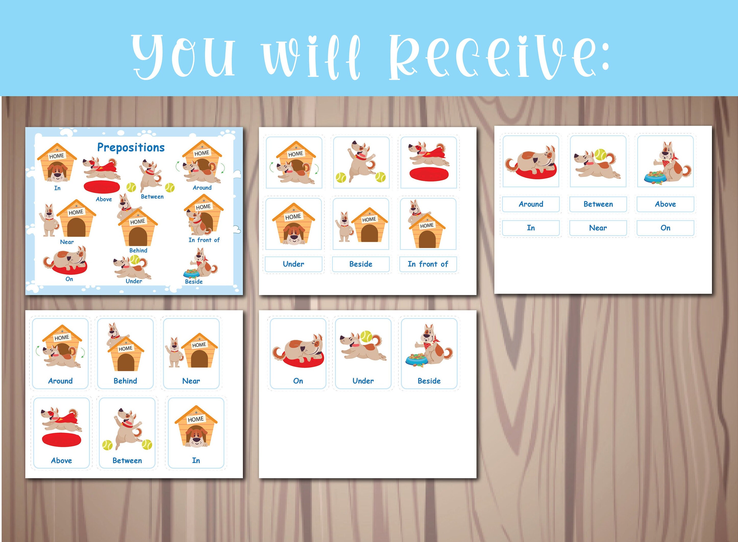 Prepositions Flashcards English Prepositions Printable - Etsy Australia